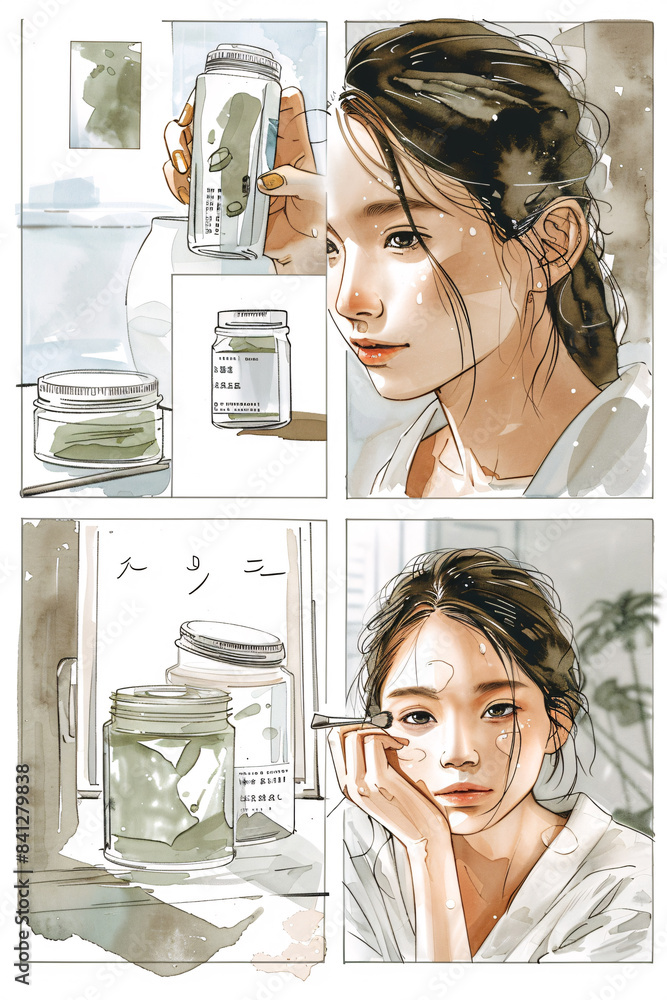 Watercolor comic strip showcasing production process of high-quality ...