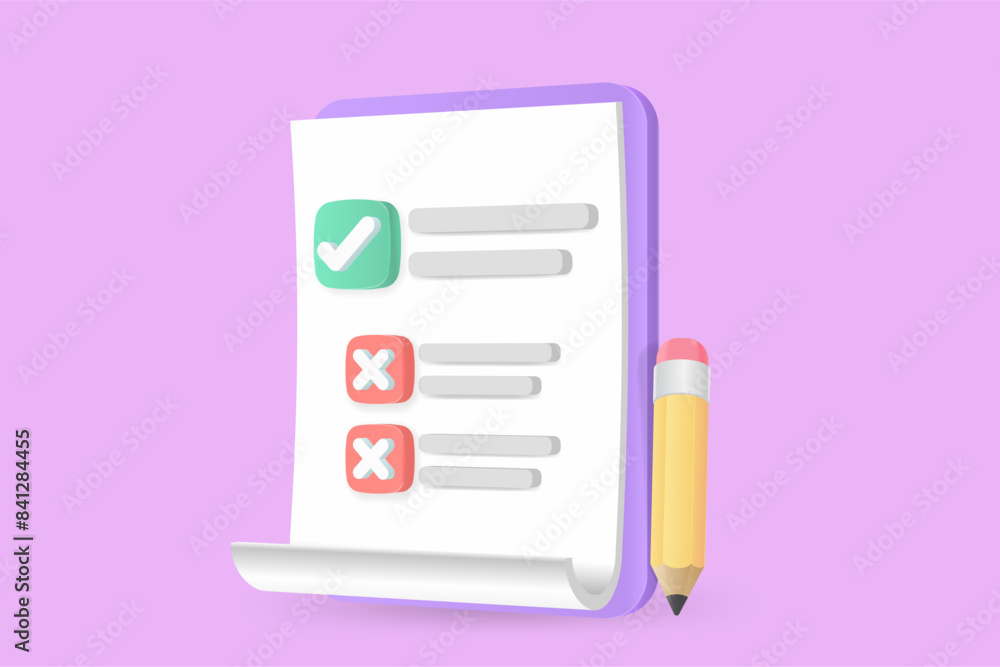 3d white clipboard task management todo check list, work project plan ...