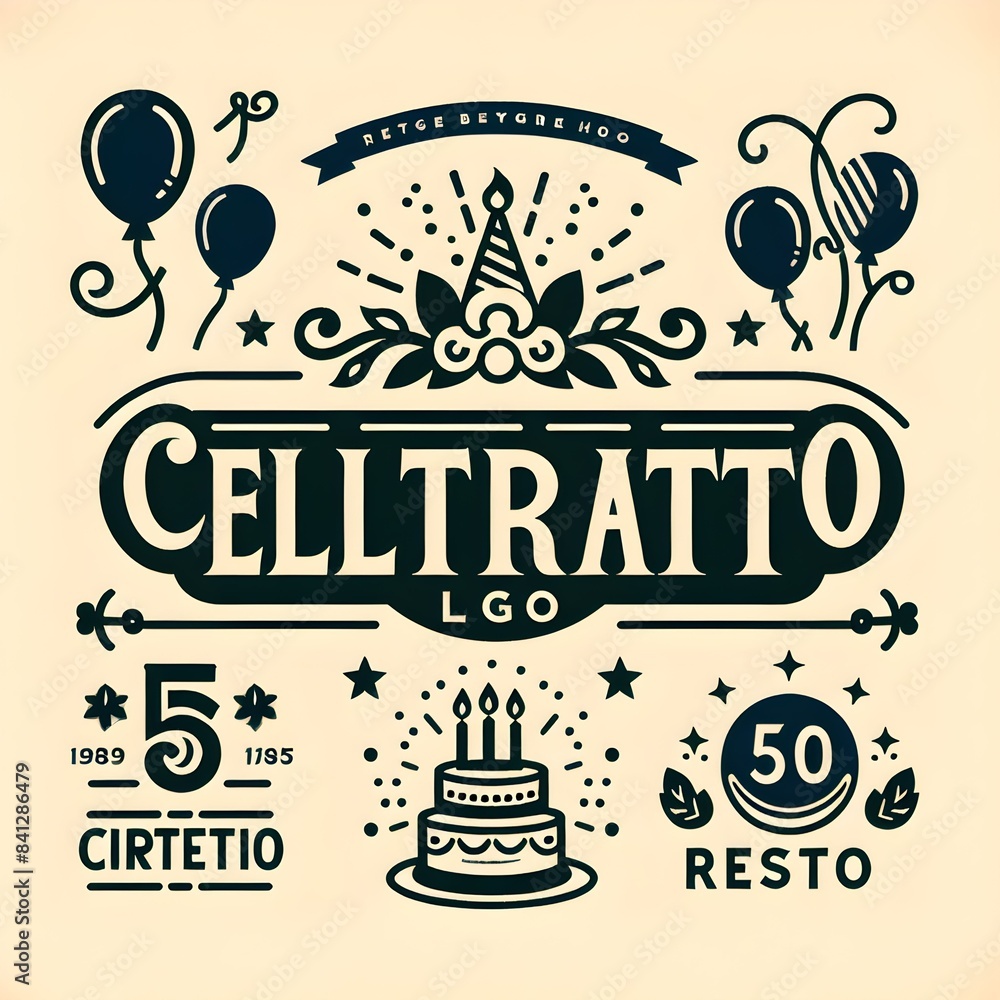 Vintage mascot cake logo design birthday card with a cake Stock ...