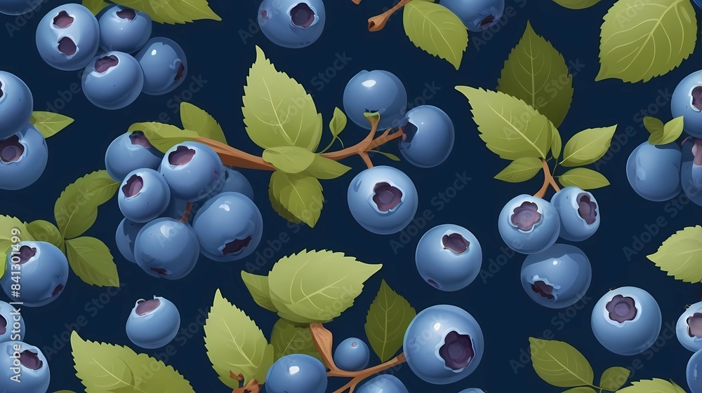 Blueberry seamless pattern, vector wallpaper background. Illustrated ...