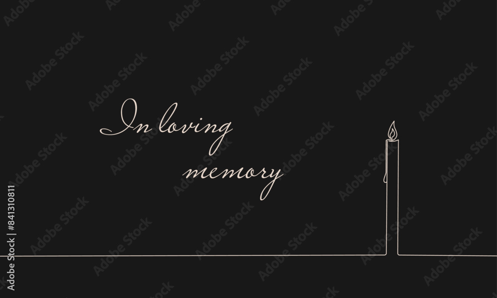 One continuous line drawing of candle. In loving memory. Grief and loss ...