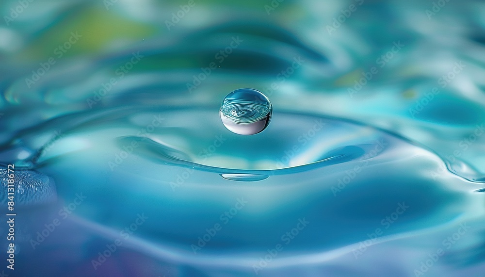 Beautiful macro image of clean, bright water drop on smooth surface in ...