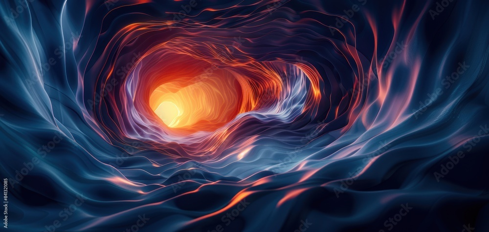 Abstract digital illustration of a fiery glowing vortex surrounded by ...