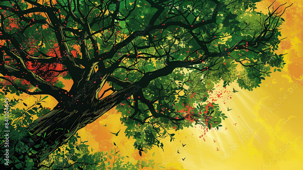 comic-style tree, cartoon tree, tree illustration, comic tree ...