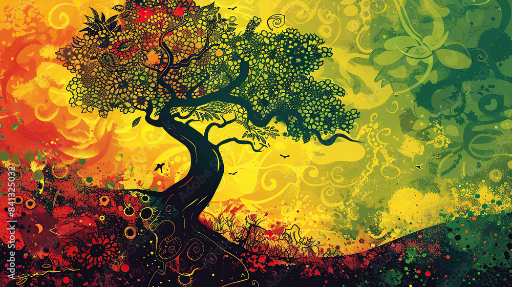 comic-style tree, cartoon tree, tree illustration, comic tree ...