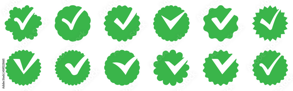 Checkmark and check icon. Approval check icon and cross isolated. Set ...