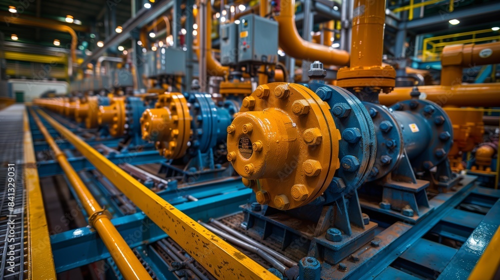 Industrial Piping System in Factory. Detailed view of an industrial ...
