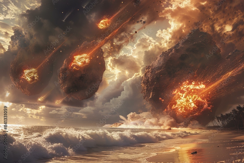 Digital artwork of photograph depicts an apocalyptic scene with three ...