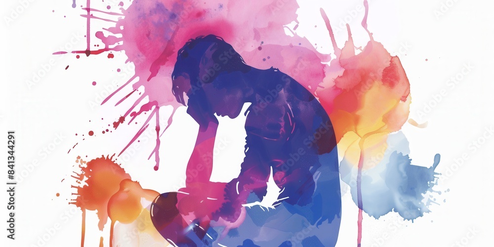 Depression symptoms infographic flat design side view medical theme ...