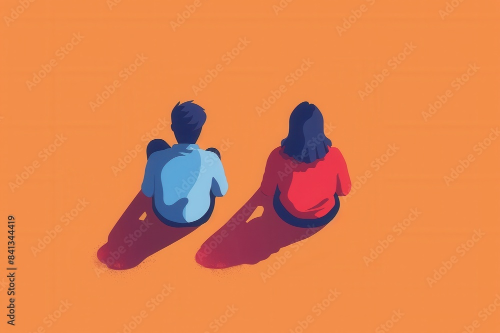 Depression support hotline flat design top view crisis intervention ...