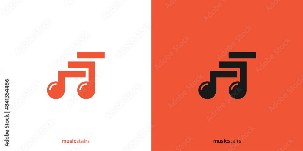 Music Stairs Logo Designs. Musical Note with Staircase with Minimalist ...