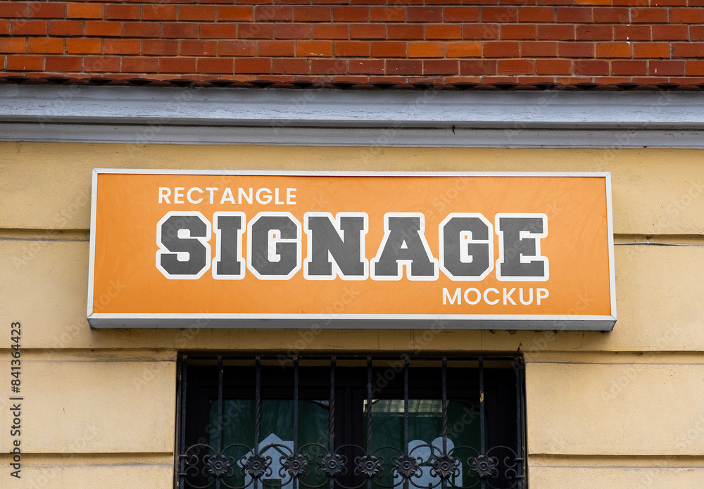 Signage Front View Mockup Stock Template | Adobe Stock