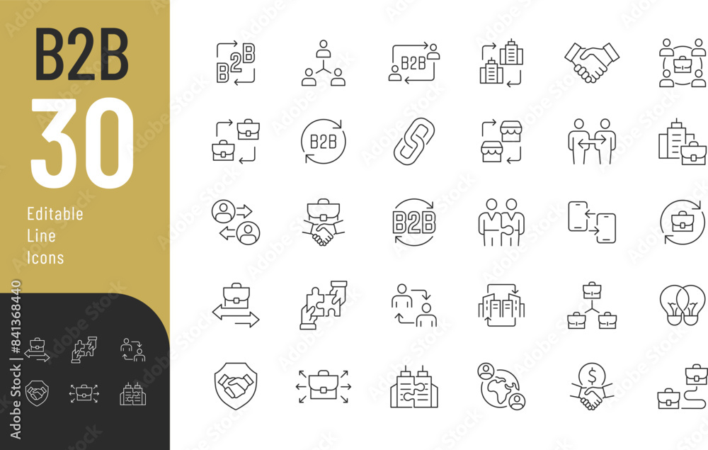 B2B Line Editable Icons set. Vector illustration in modern thin line ...
