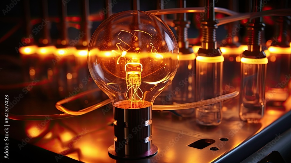 Photograph of electrons being emitted from a hot filament in a vacuum ...