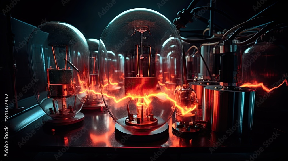 Photograph of electrons being emitted from a hot filament in a vacuum ...