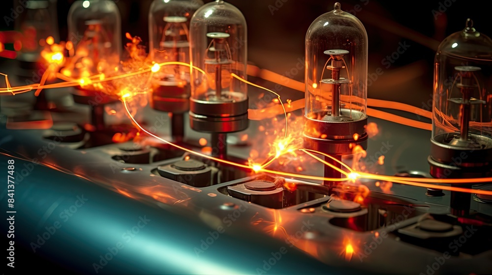 Photograph of electrons being emitted from a hot filament in a vacuum ...