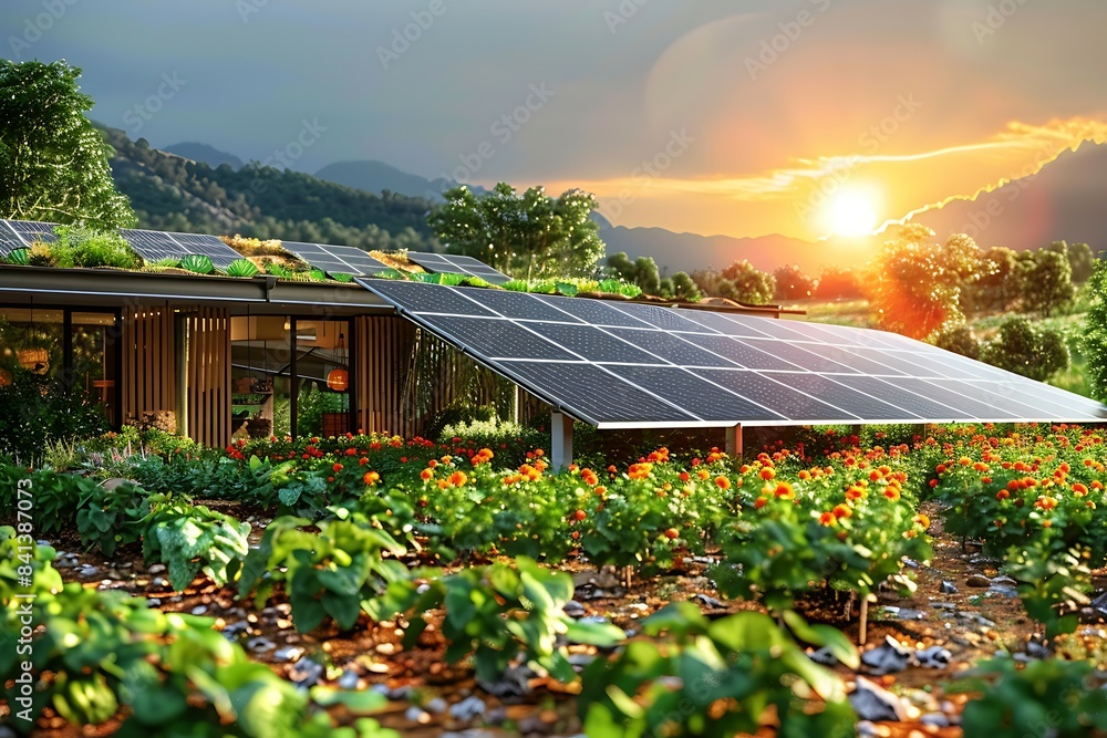 Agrivoltaics, a sustainable farming innovation, integrates solar panels ...