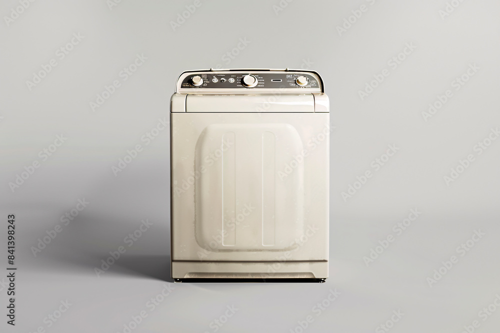 A vintage-style washing machine realistically illustrated in a neutral ...