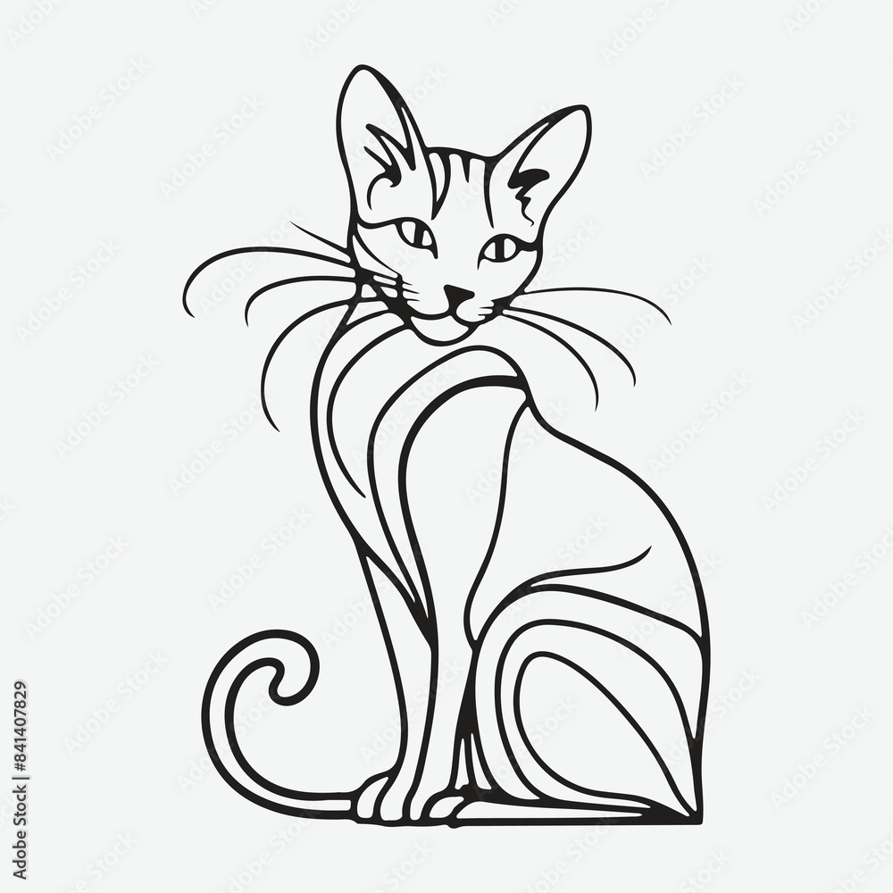 Print Stunning Cat Line Art Vector Designs for Creative Projects Stock ...