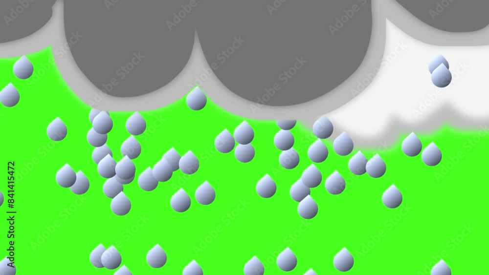 Green Screen Rain Animation Falling On Black Background, Realistic 3d ...