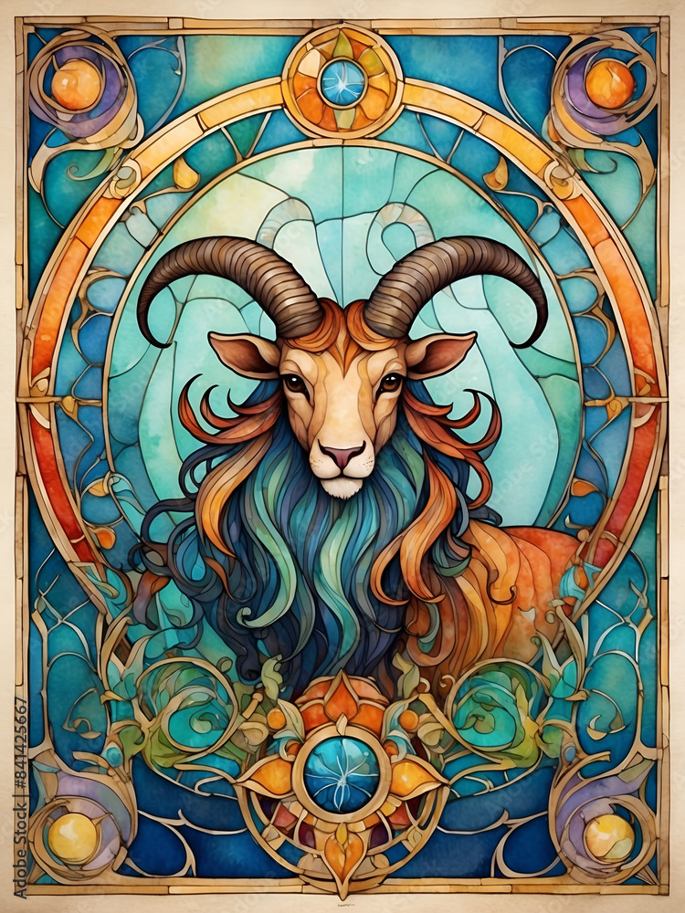 graphic picture of a Aries symbols, zodiac sign, made in the style of ...