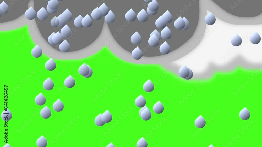 Green Screen Rain Animation Falling On Black Background, Realistic 3d ...