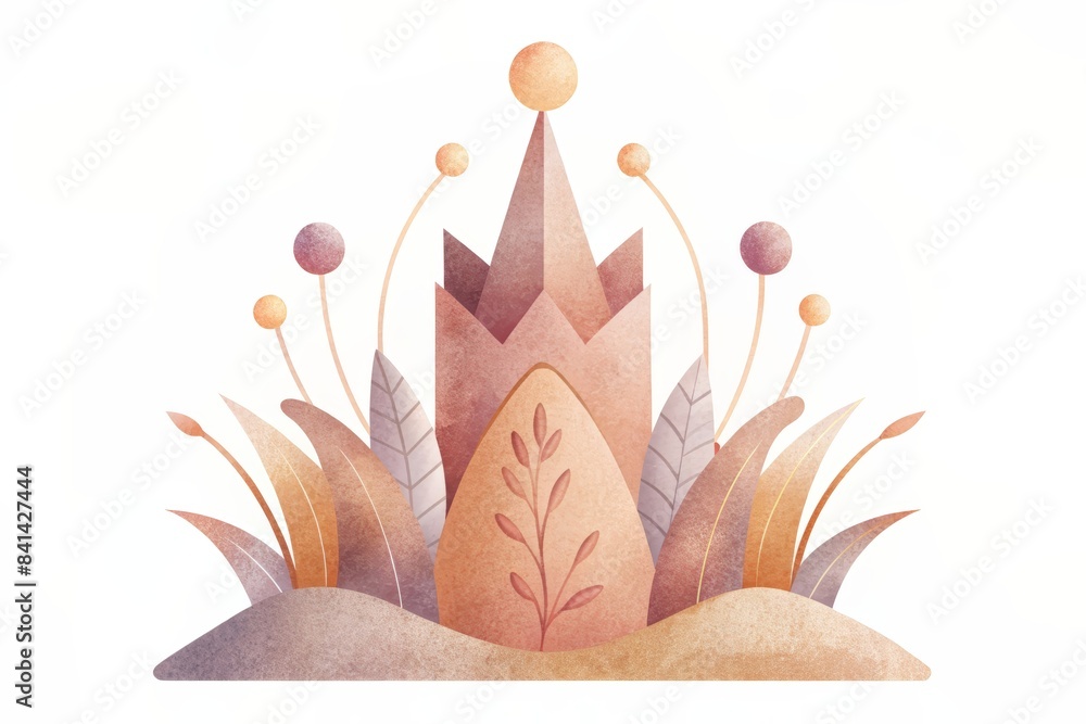 minimalist floral composition in boho crown style, with bold and flat ...