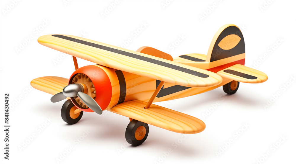 toy wooden 3d isolated airplane illustration render background white ...