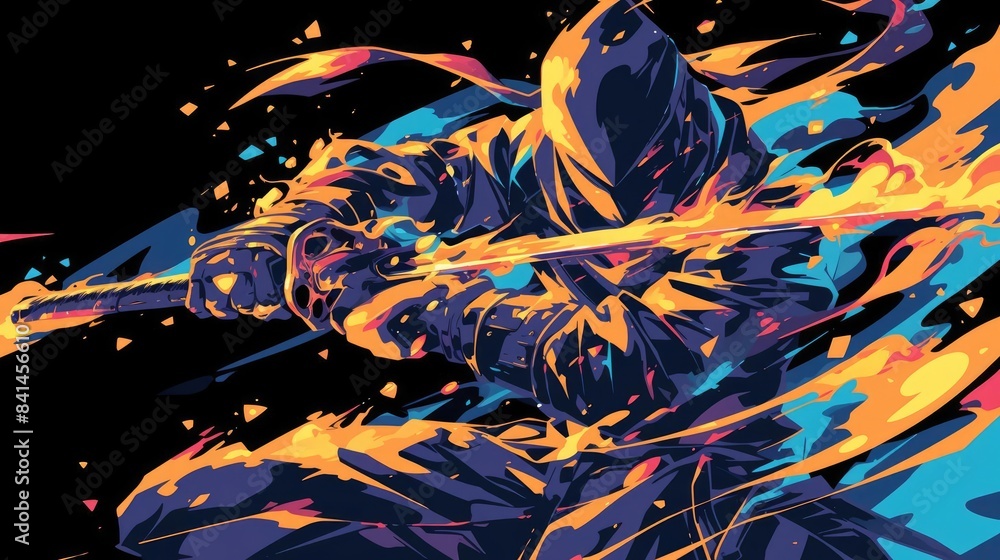 Ninja Warrior Background, Samurai Art Wallpaper, Digital Art, Ninja in ...