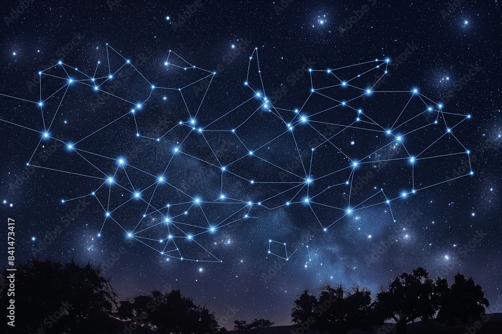 A constellation of stars seen against the night sky, with each star ...
