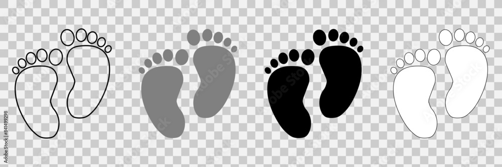 human foot print icon, Human step footprints vector isolated set on ...