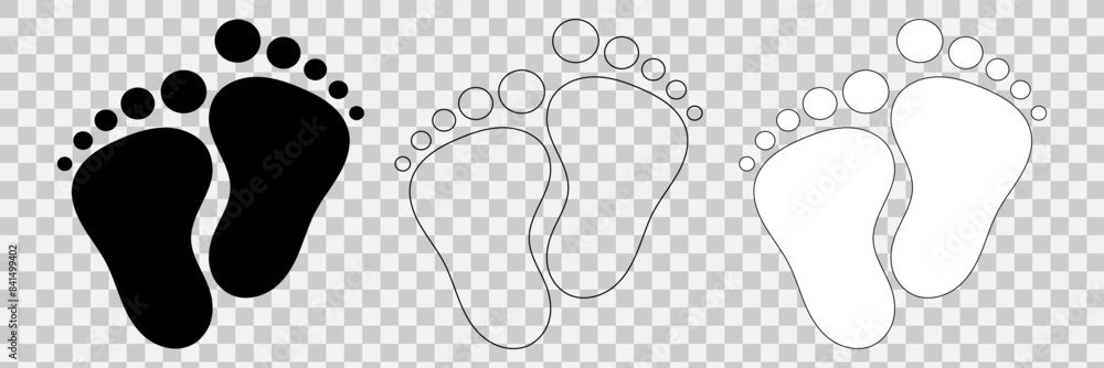 human foot print icon, Human step footprints vector isolated set on ...