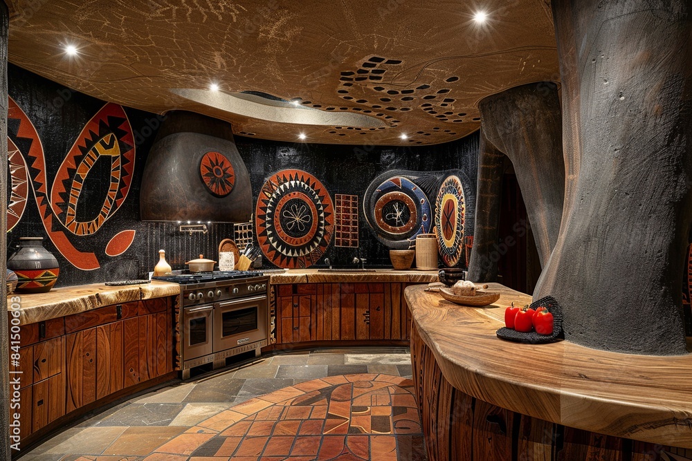 This image depicts a cozy traditional Asian kitchen, featuring wooden ...