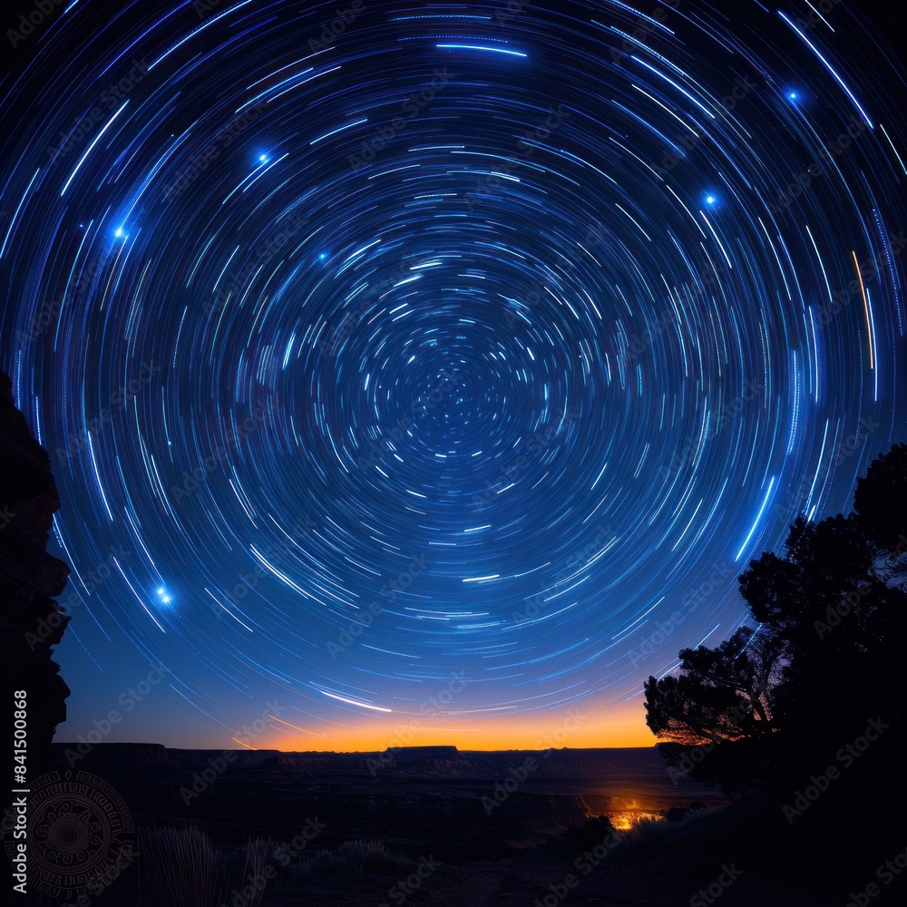 Timelapse of the night sky, capturing stars moving across the horizon ...