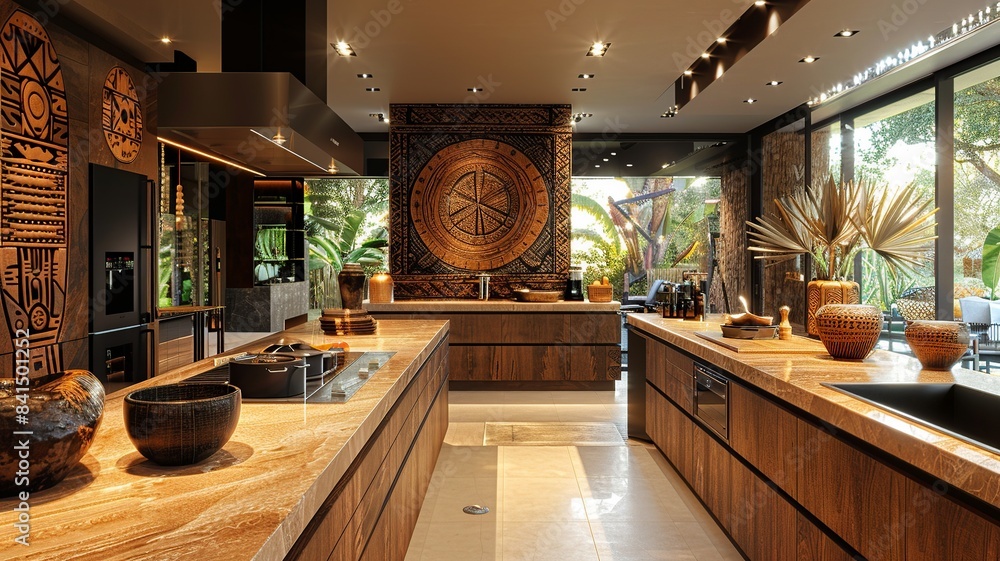 This image depicts a cozy traditional Asian kitchen, featuring wooden ...