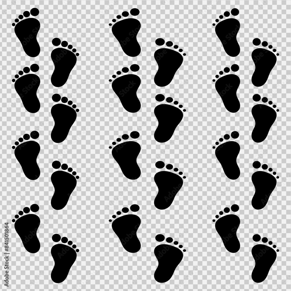 Human step footprints vector isolated set on white background. Children ...