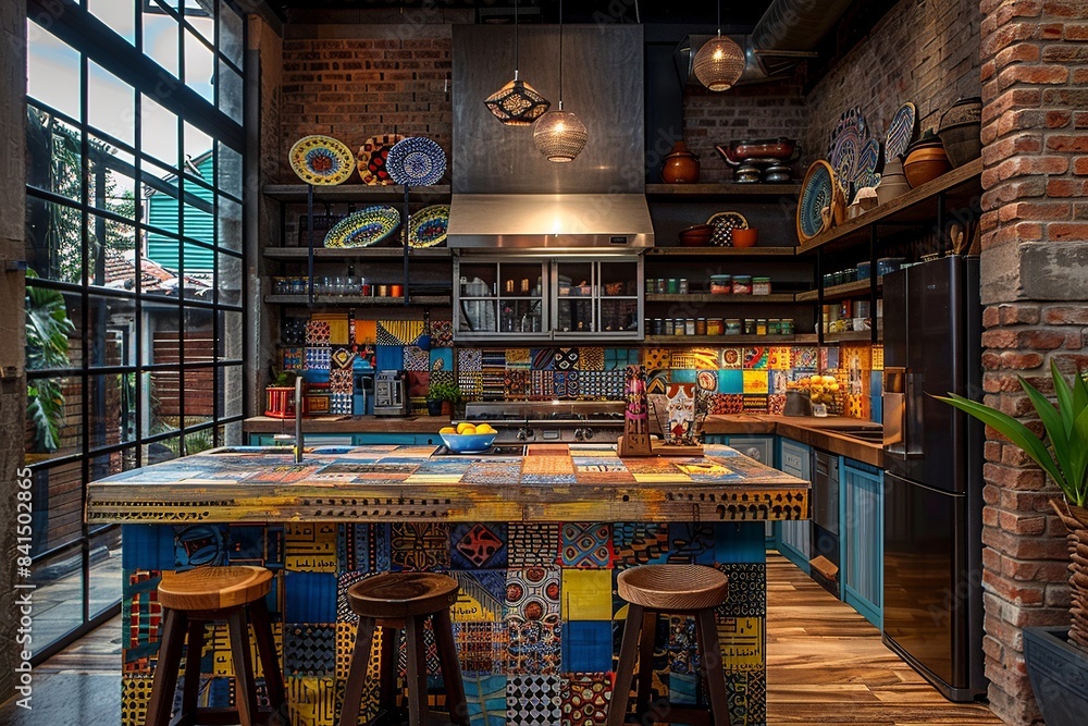 This image depicts a cozy traditional Asian kitchen, featuring wooden ...