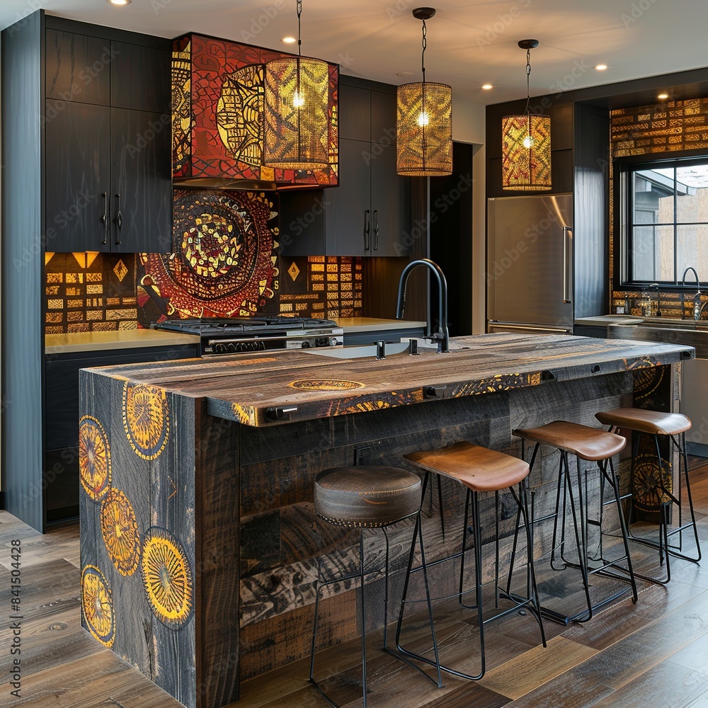 This image depicts a cozy traditional Asian kitchen, featuring wooden ...
