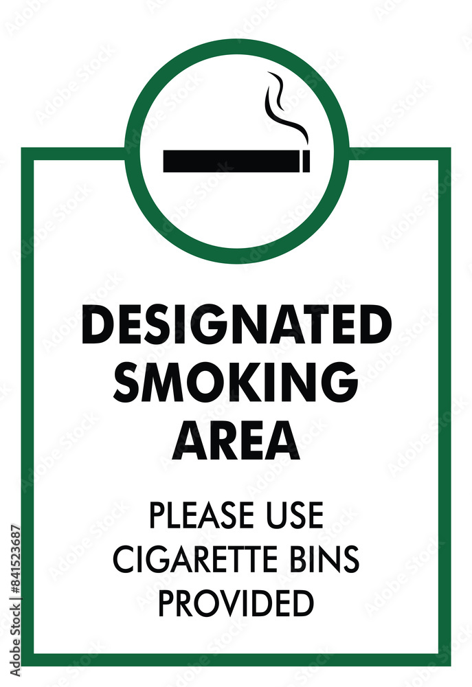 designated smoking area smoke permitted sign illustration with text ...