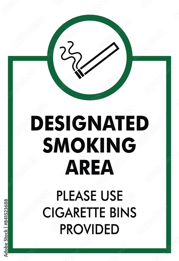 designated smoking area smoke permitted sign illustration with text ...