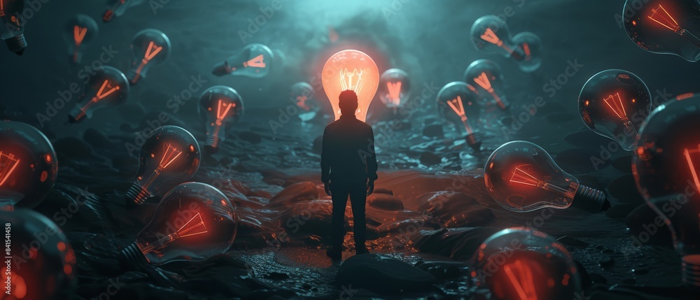 Concept of new creative ideas. 3d ideas generator for a bright future ...