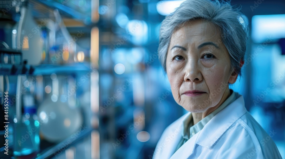 The picture of the senior asian female scientist in her early 60s ...