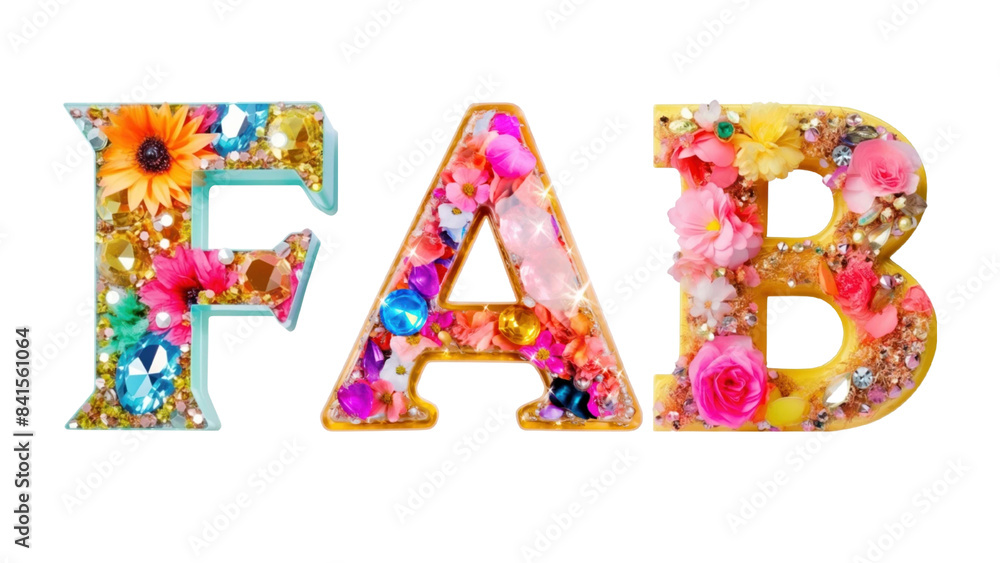 Fab word png glitter floral font, transparent background Stock ...