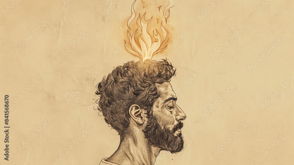 Biblical Illustration of Apostle Jude Thaddeus with Flame Above Head ...