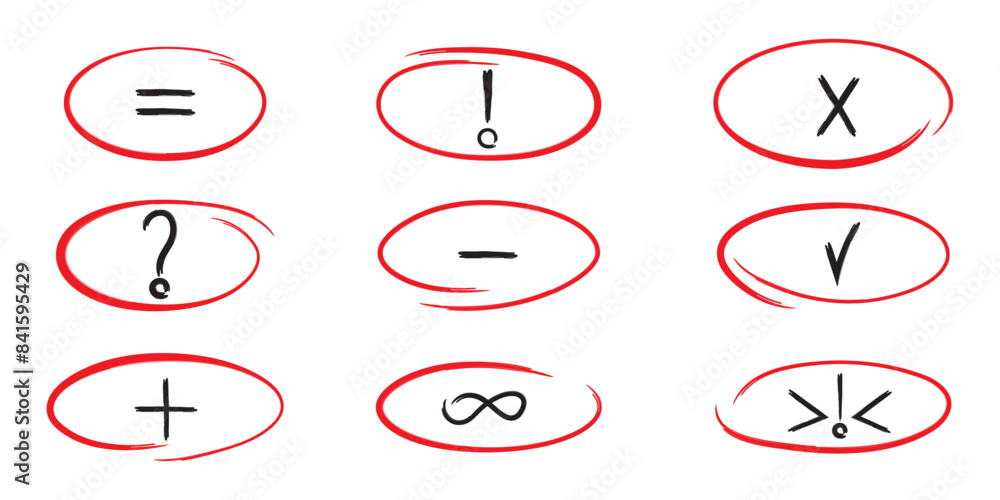 Hand-drawn symbol set: A versatile set of red and black hand-drawn ...