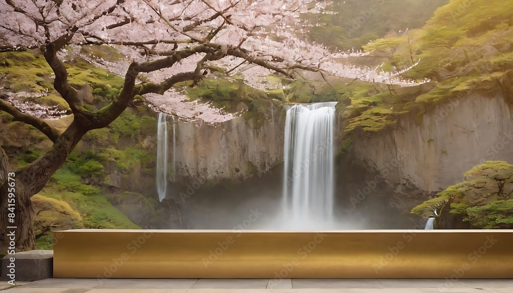 Japanese style illustration background wallpaper with golden design ...