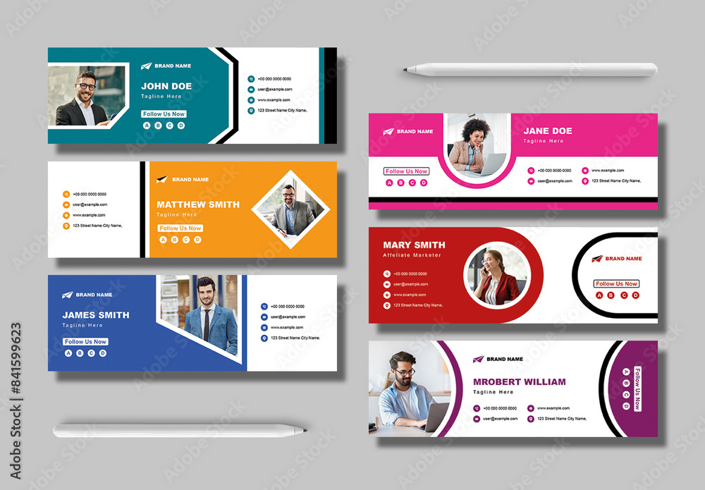 Email Signature Layout With Multiple Colors Stock Template | Adobe Stock