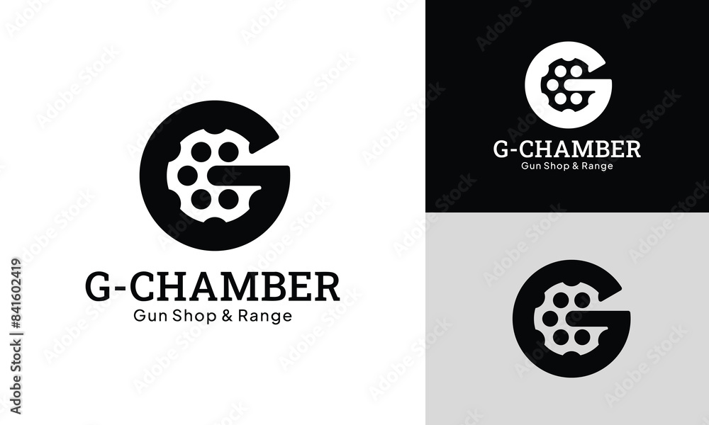 Simple Letter G Chamber Cylinder Logo Design Template for Pistol ...