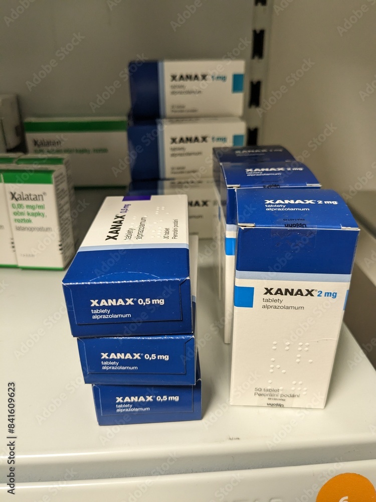 Prague,Czech republic-June 17 2024: box of medication with Alprazolam ...
