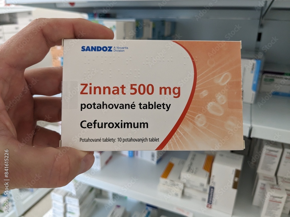 Prague, Czech Republic-June 17 2024: Zinnat box of medication with ...